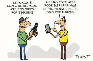 Na charge ilustrada abaixo, o diálogo entre os personagens c...