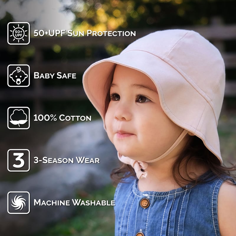 Cozy Cotton Baby Bucket Hats | Light Pink Soft Sun Hat | Jan & Jul