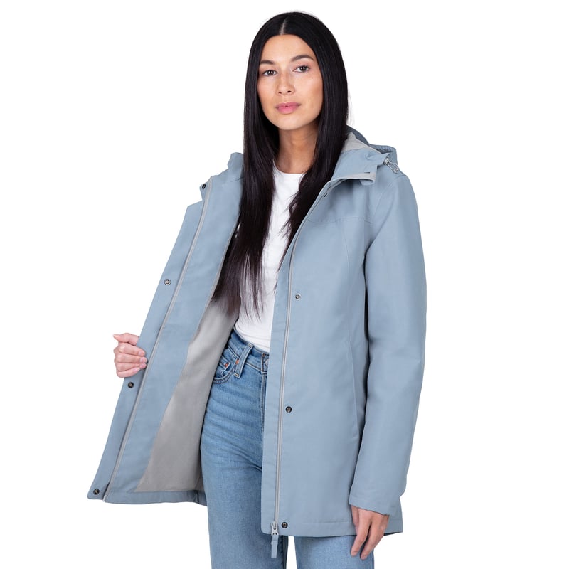 Women's Fleece Lined Rain Jacket | Dusty Blue | Jan & Jul