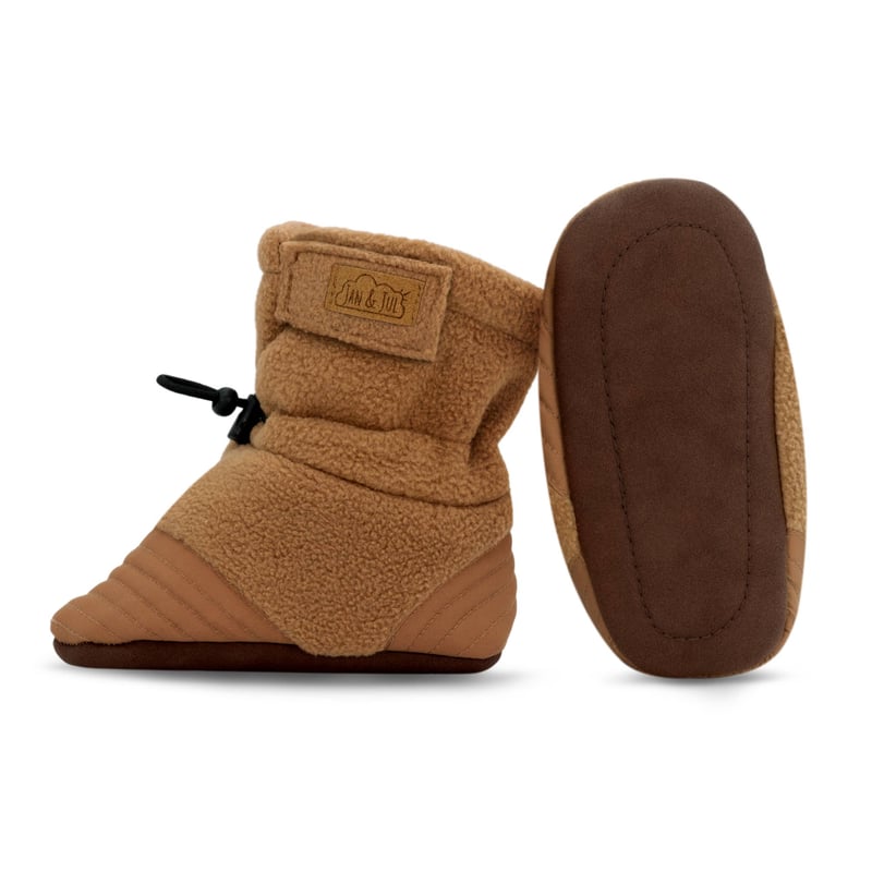 Baby Stay-Put Cozy Booties | Brown Bear Crib Shoes | Jan & Jul