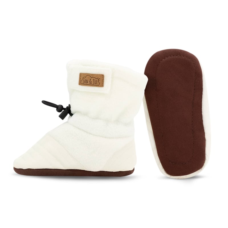 Baby Stay-Put Cozy Booties | Cream Crib Shoes | Jan & Jul