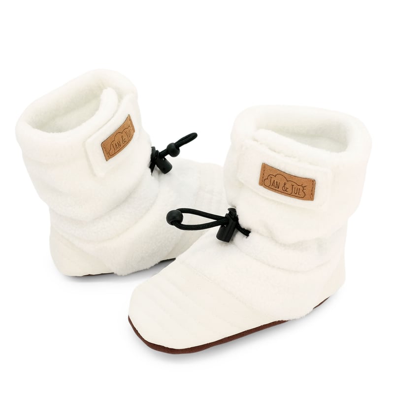 Baby Stay-Put Cozy Booties | Cream Crib Shoes | Jan & Jul