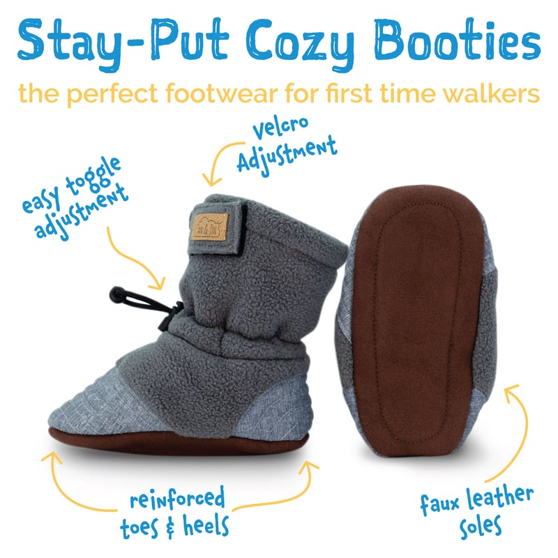 Baby Stay-Put Cozy Booties | Prairie Flowers Crib Shoes | Jan & Jul