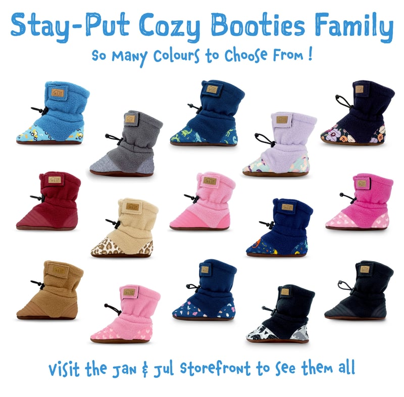 Baby Stay-Put Cozy Booties | Navy Crib Shoes | Jan & Jul