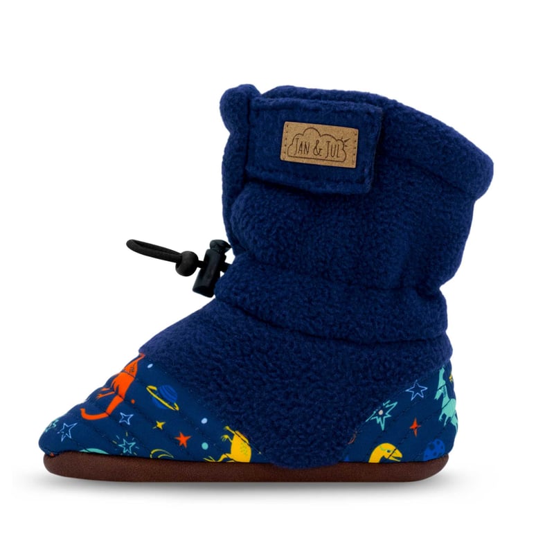 Baby Stay-Put Cozy Booties | Space Dinos Crib Shoes | Jan & Jul