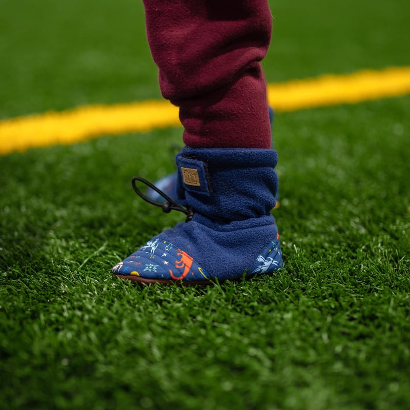 Baby Stay-Put Cozy Booties | Space Dinos Crib Shoes | Jan & Jul