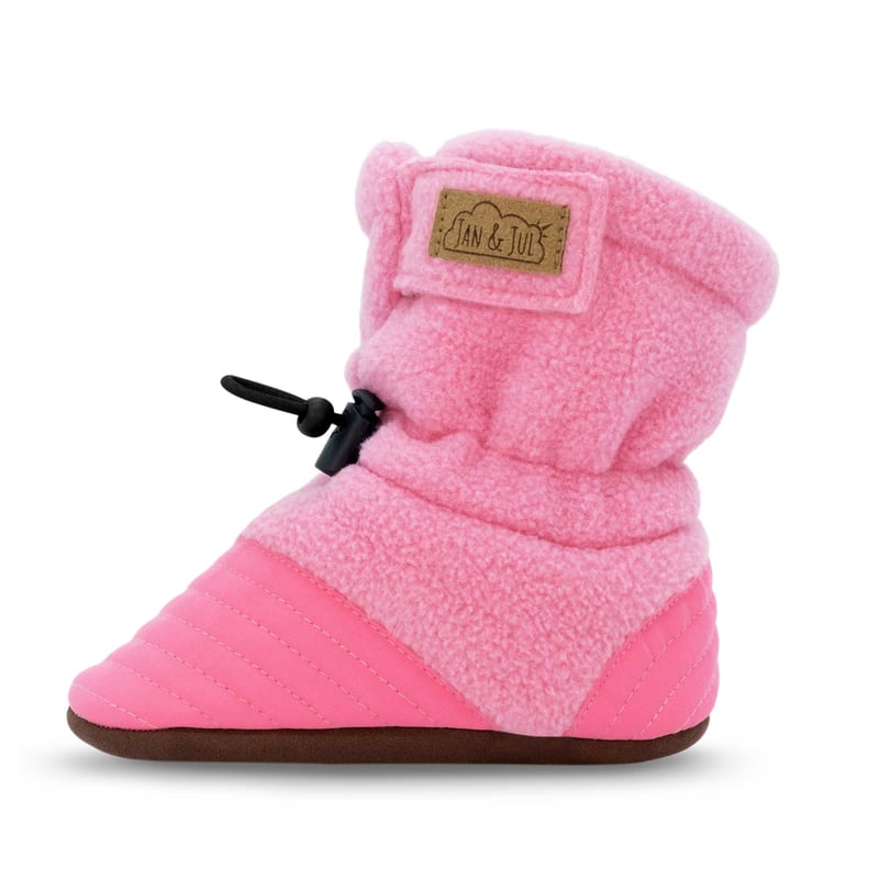 Baby Stay-Put Cozy Booties | Watermelon Pink Crib Shoes | Jan & Jul