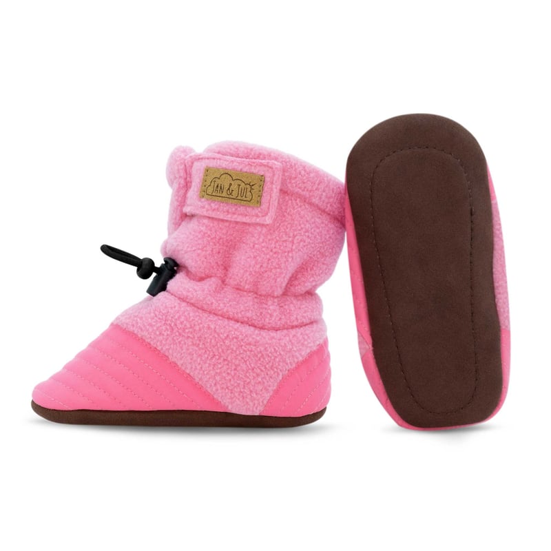 Baby Stay-Put Cozy Booties | Watermelon Pink Crib Shoes | Jan & Jul
