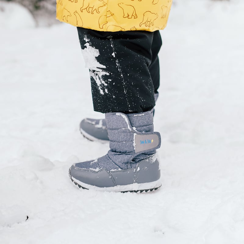 Kids Tall Puffy Winter Boots | Heather Grey Snow Boots | Jan & Jul