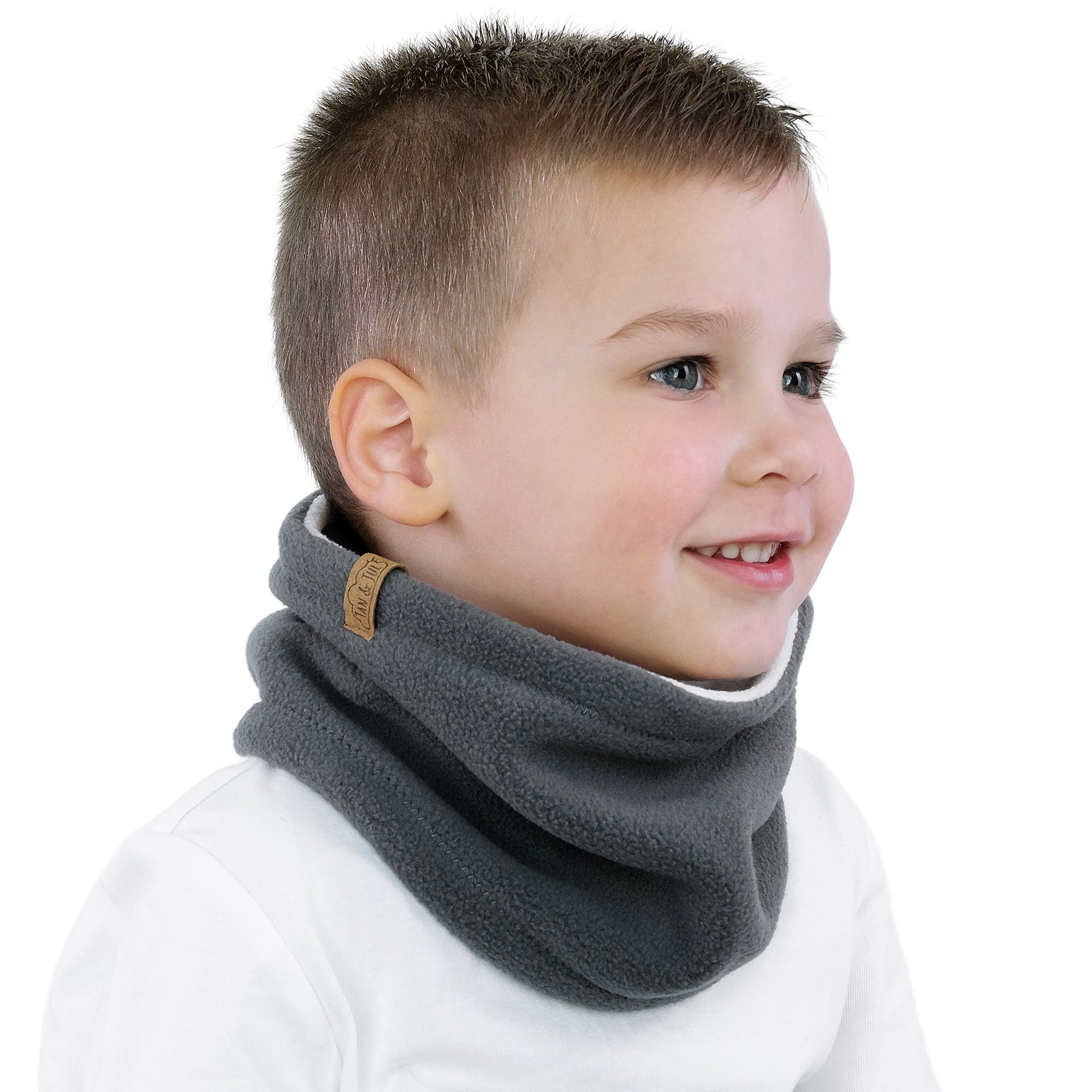 Kids Fleece Neck Warmer | Dark Grey for Toddlers | Jan & Jul