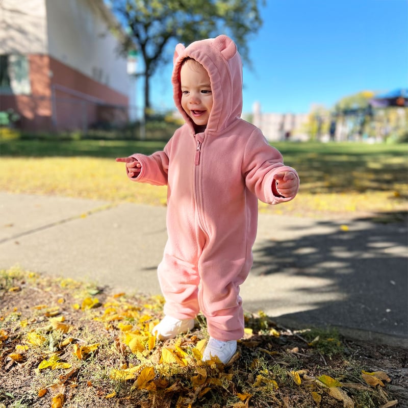 Baby Fleece Bunting Suit | Dusty Pink for Infants | Jan & Jul