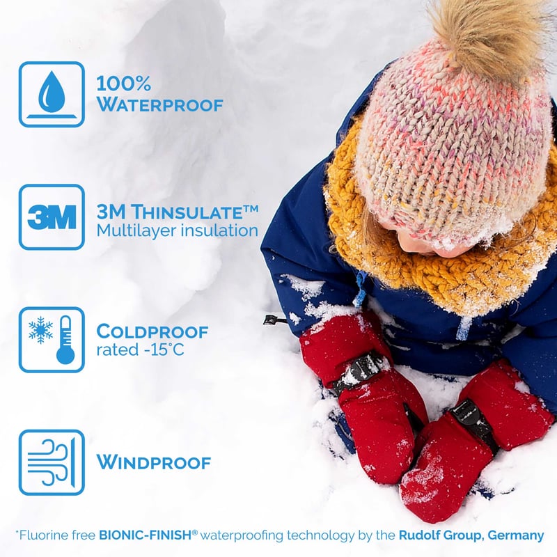 Kids Waterproof Mittens | Pink Rainbow Snow Mitts | Jan & Jul