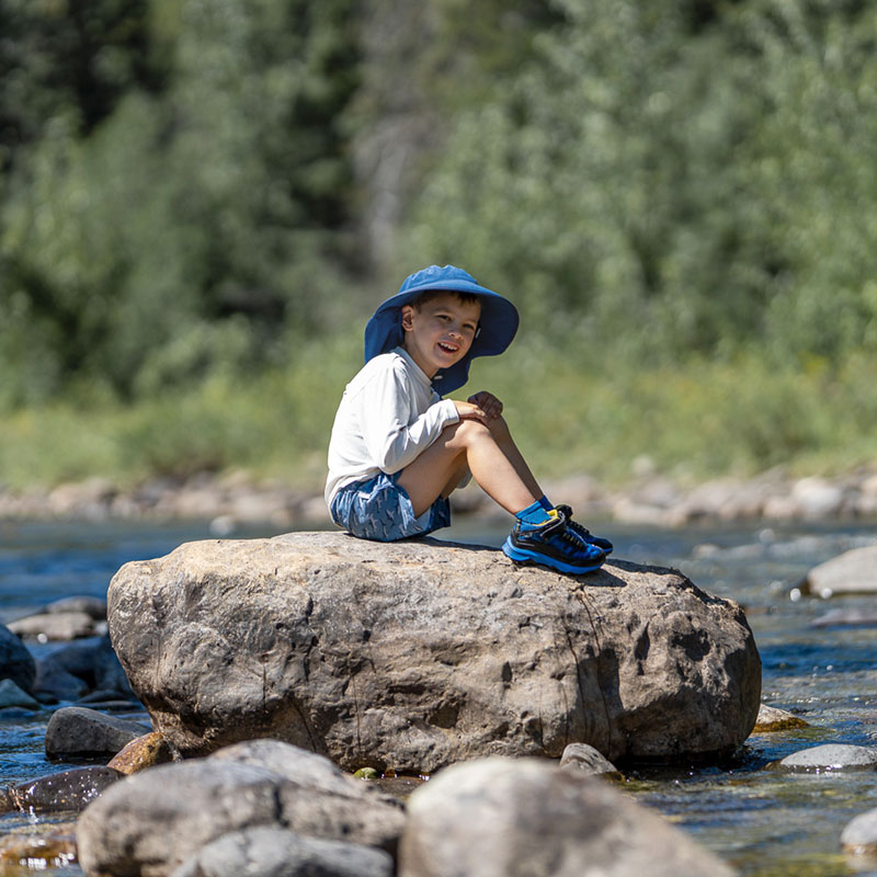 Kids Water Repellent Adventure Hats | Blue with Blue Trim
