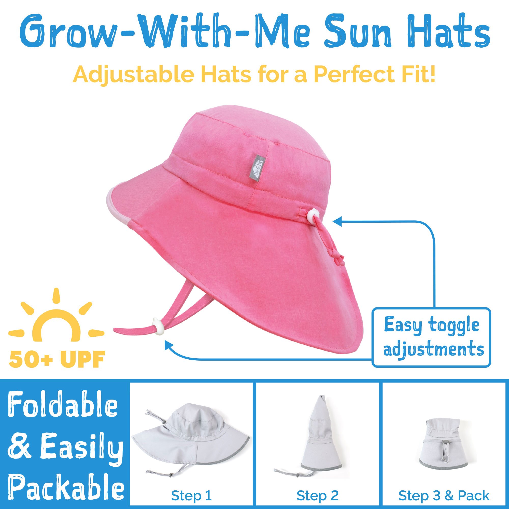 Kids Water Repellent Adventure Hats | Pink Strawberry | Jan & Jul