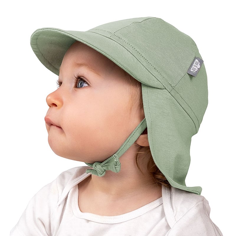 Sun Soft Baby Caps | Juniper Green with Neck Flap | Jan & Jul