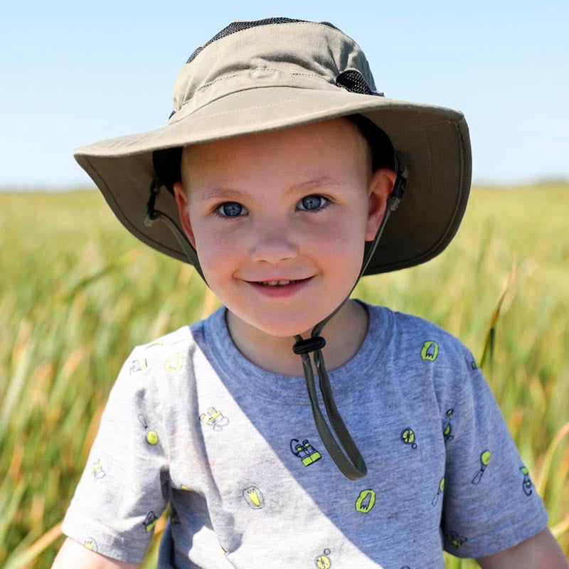 Kids Packable Hiking Hats | Army Green UV Sun Hat | Jan & Jul