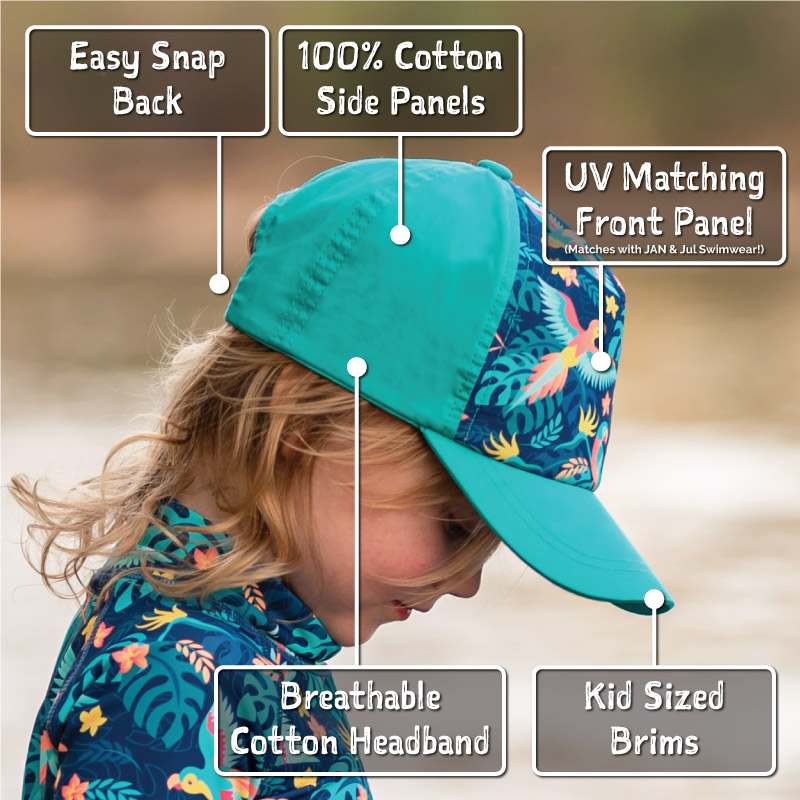 Kids UV Baseball Caps | Blue Whale Snapback | Jan & Jul