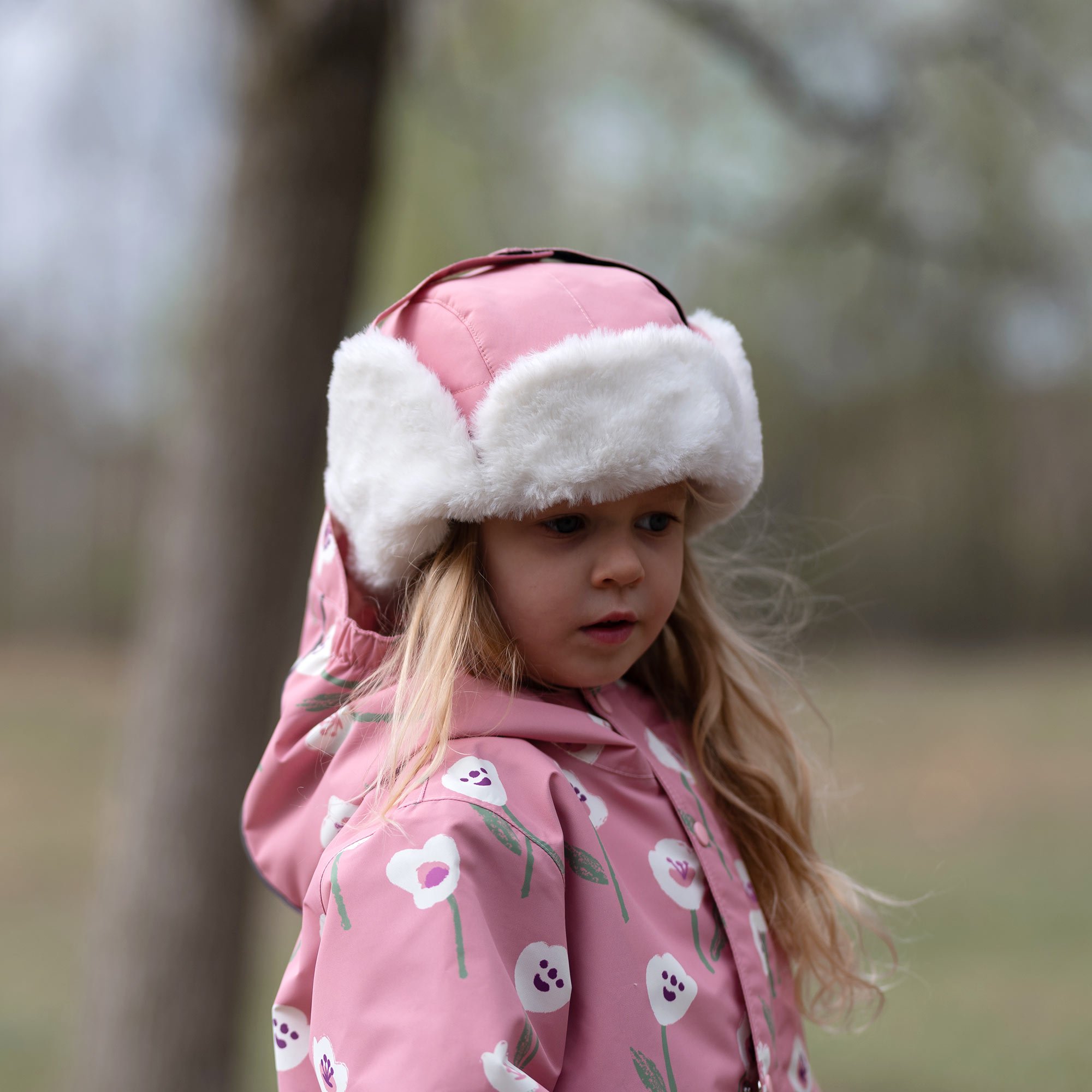 Kids Insulated Winter Hats | Dusty Pink Ushanka Style | Jan & Jul