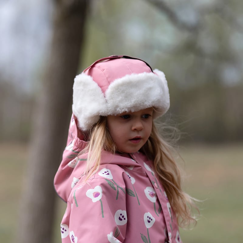 Kids Insulated Winter Hats | Dusty Pink Ushanka Style | Jan & Jul