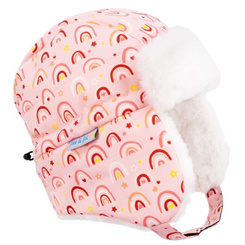 Kids Insulated Winter Hats | Pink Rainbow Ushanka Style