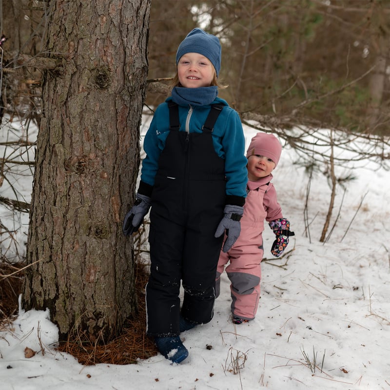 Kids Snow Overalls | Black Snow Bibs | Jan & Jul