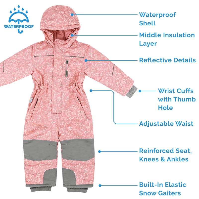 Kids Waterproof Snowsuit | Prairie Flowers for Toddlers | Jan & Jul