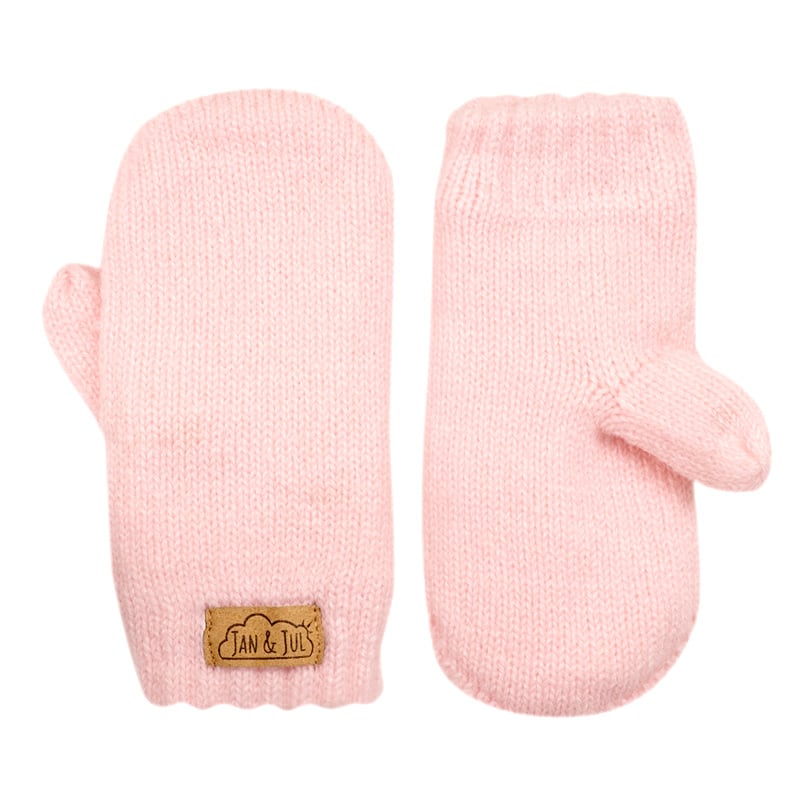 Kids Knit Mittens | Light Pink for Babies & Toddlers | Jan & Jul