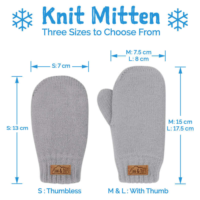 Kids Knit Mittens | Light Grey for Babies & Toddlers | Jan & Jul