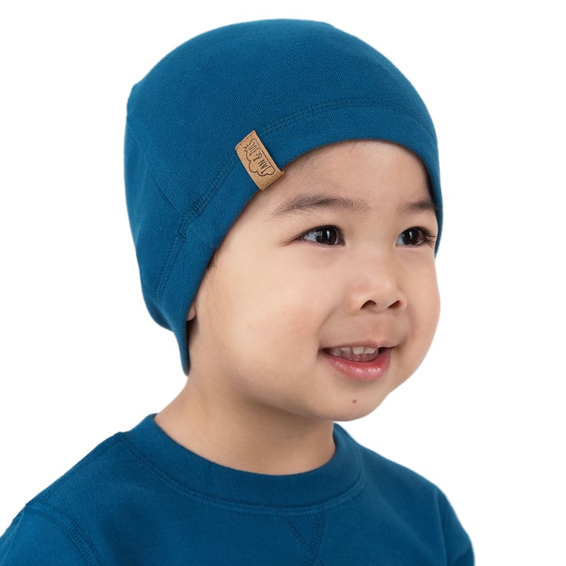 Kids Thermal Beanie Caps | Deep Blue Warm Skullcaps | Jan & Jul
