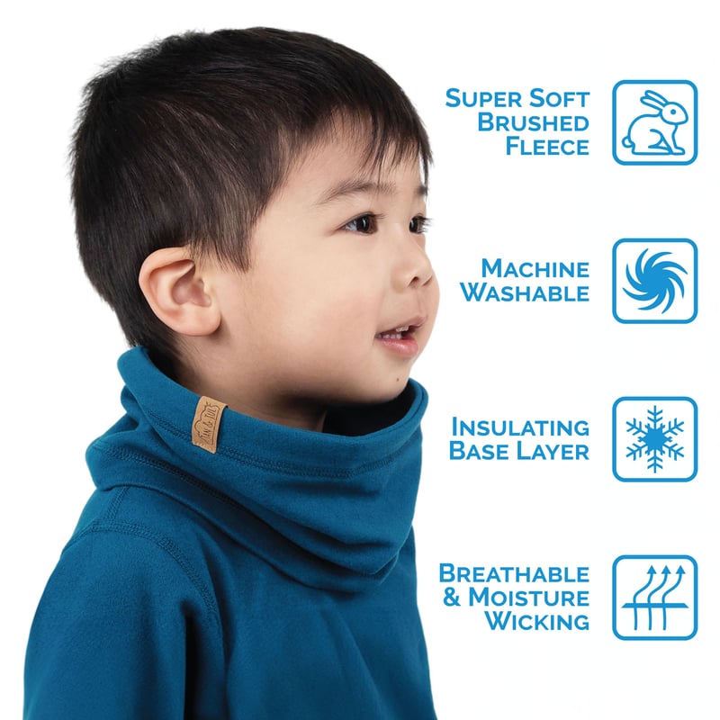 Kids Thermal Neck Warmer | Deep Blue, Toddler Neck Gaiter | Jan & Jul