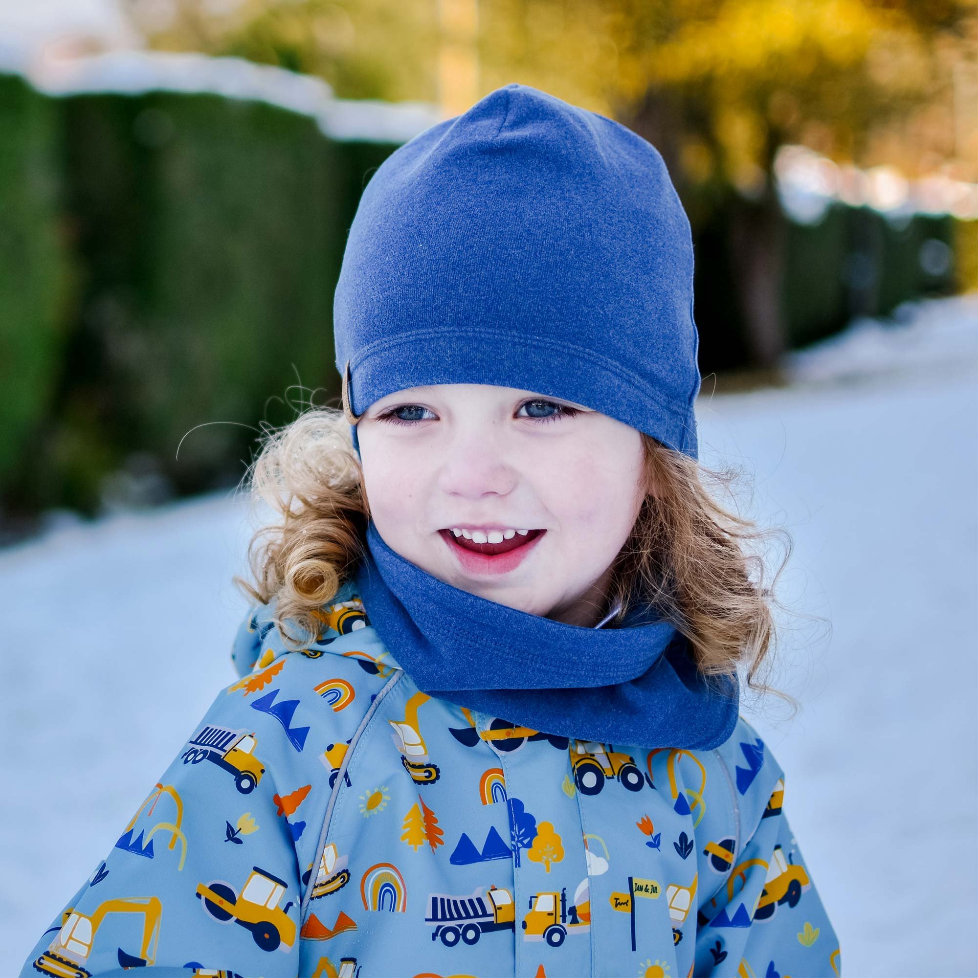 Kids Thermal Neck Warmer | Deep Blue Neck Gaiter | Jan & Jul
