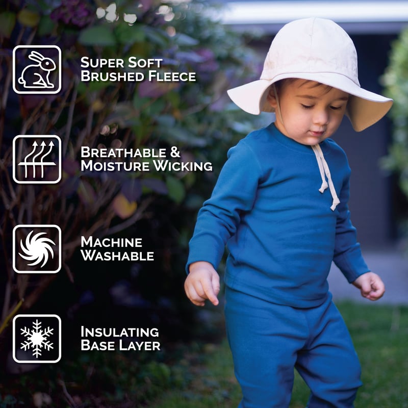 Kids Base Layer Tops | Deep Blue for Girls and Boys | Jan & Jul