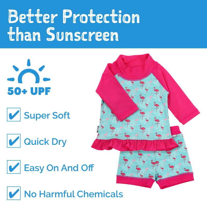 Kids UV Rashguard Set | Flamingo Two Piece Swimsuit | Jan & Jul