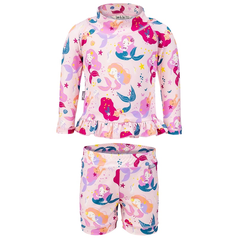 Kids UV Rashguard Set | Pink Mermaid Swimsuit | Jan & Jul
