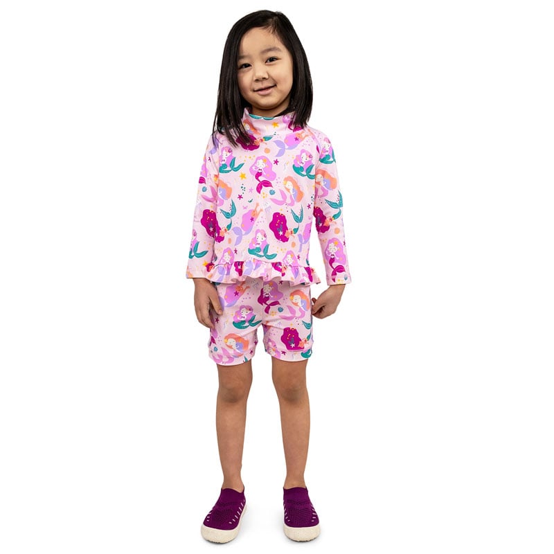 Kids UV Rashguard Set | Pink Mermaid Swimsuit | Jan & Jul