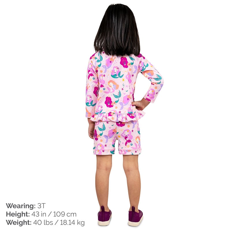 Kids UV Rashguard Set | Pink Mermaid Swimsuit | Jan & Jul