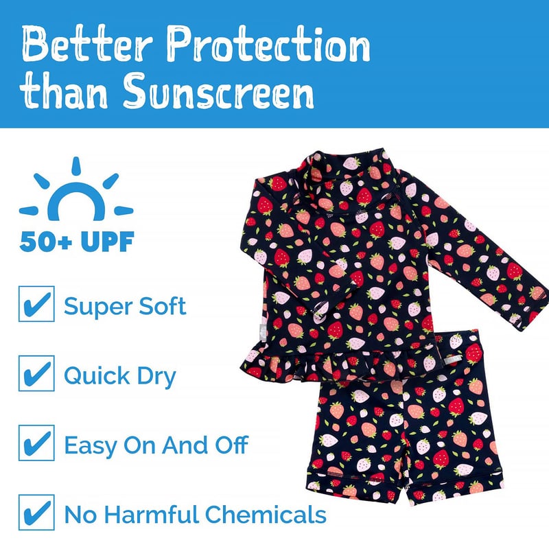 Kids UV Rashguard Set | Strawberry 2-Piece Swimsuit | Jan & Jul