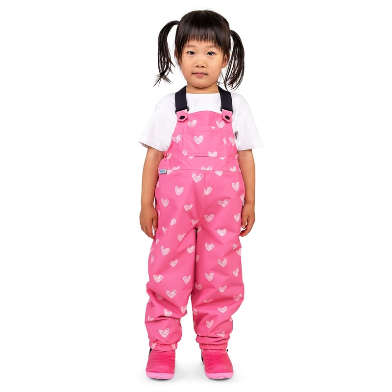 Kids Fleece Lined Rain Overalls | Hearts Waterproof | Jan & Jul