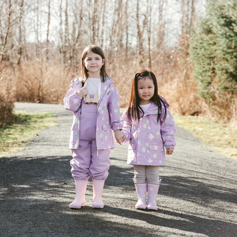 Kids Fleece Lined Rain Overalls | Lavender Waterproof