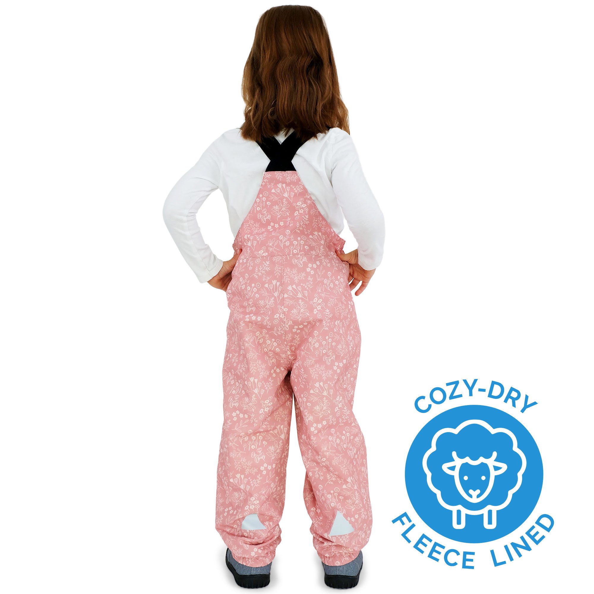 Kids Fleece Lined Rain Overalls | Prairie Flowers Waterproof