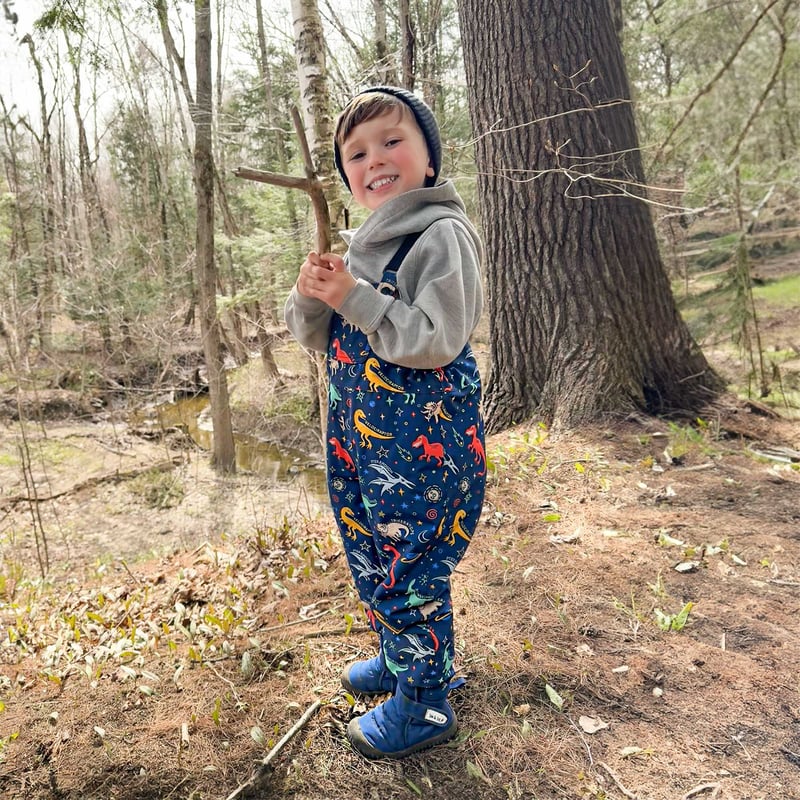 Kids Fleece Lined Rain Overalls | Space Dinos Waterproof