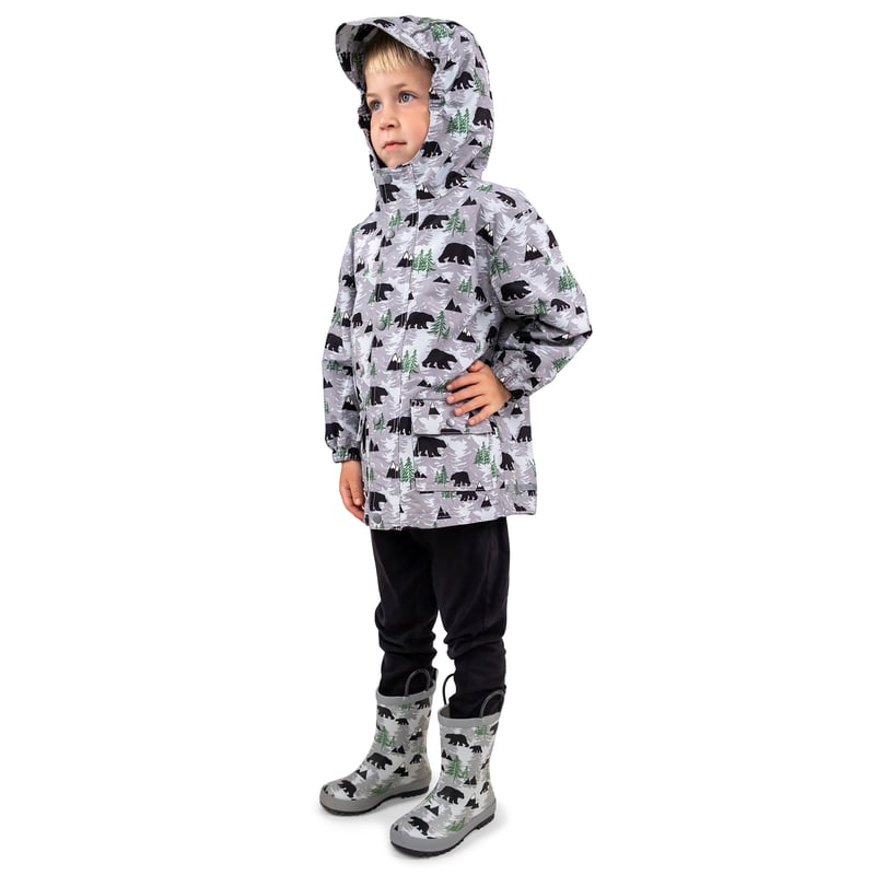 Kids Fleece Lined Rain Jackets | Bear Waterproof Coat | Jan & Jul