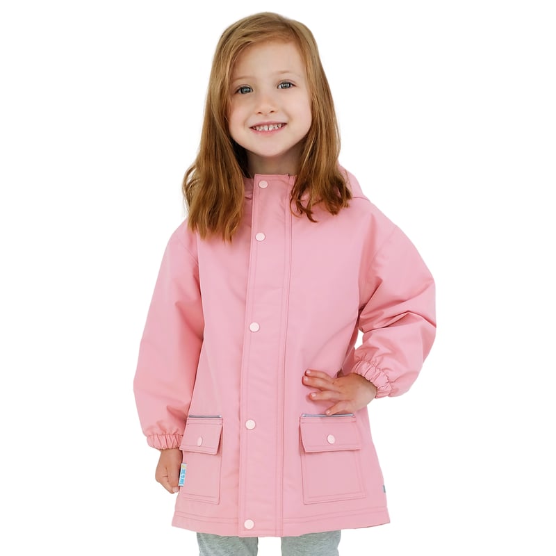 Kids Fleece Lined Rain Jackets | Dusty Pink Waterproof | Jan & Jul