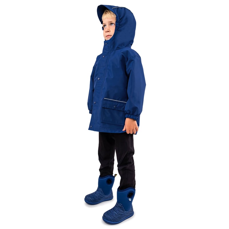 Kids Fleece Lined Rain Jackets | Nebula Blue Waterproof Coats