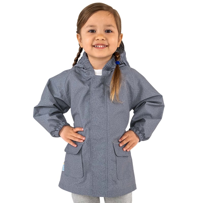 Kids Shell Jacket | Heather Grey Waterproof Raincoat | Jan & Jul