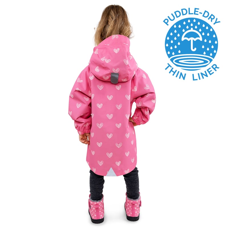 Kids Shell Jacket | Hearts, Waterproof Raincoat | Jan & Jul