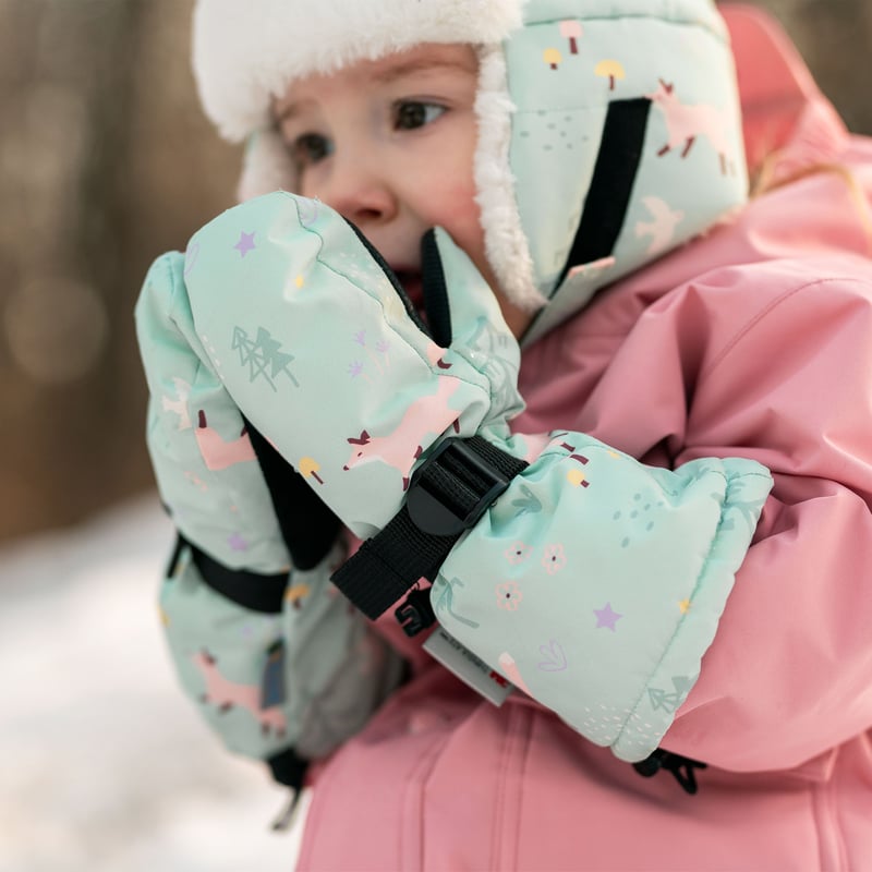 Kids Waterproof Mittens | Minty Forest Snow Mitts | Jan & Jul