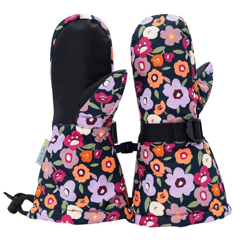Kids Waterproof Mittens | Winter Flowers Snow Mitts | Jan & Jul