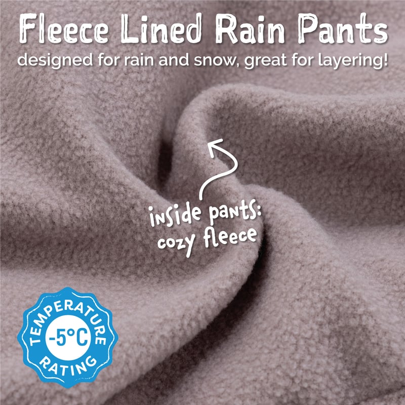 Kids Fleece Lined Rain Pants | Dusty Pink for Toddlers | Jan & Jul