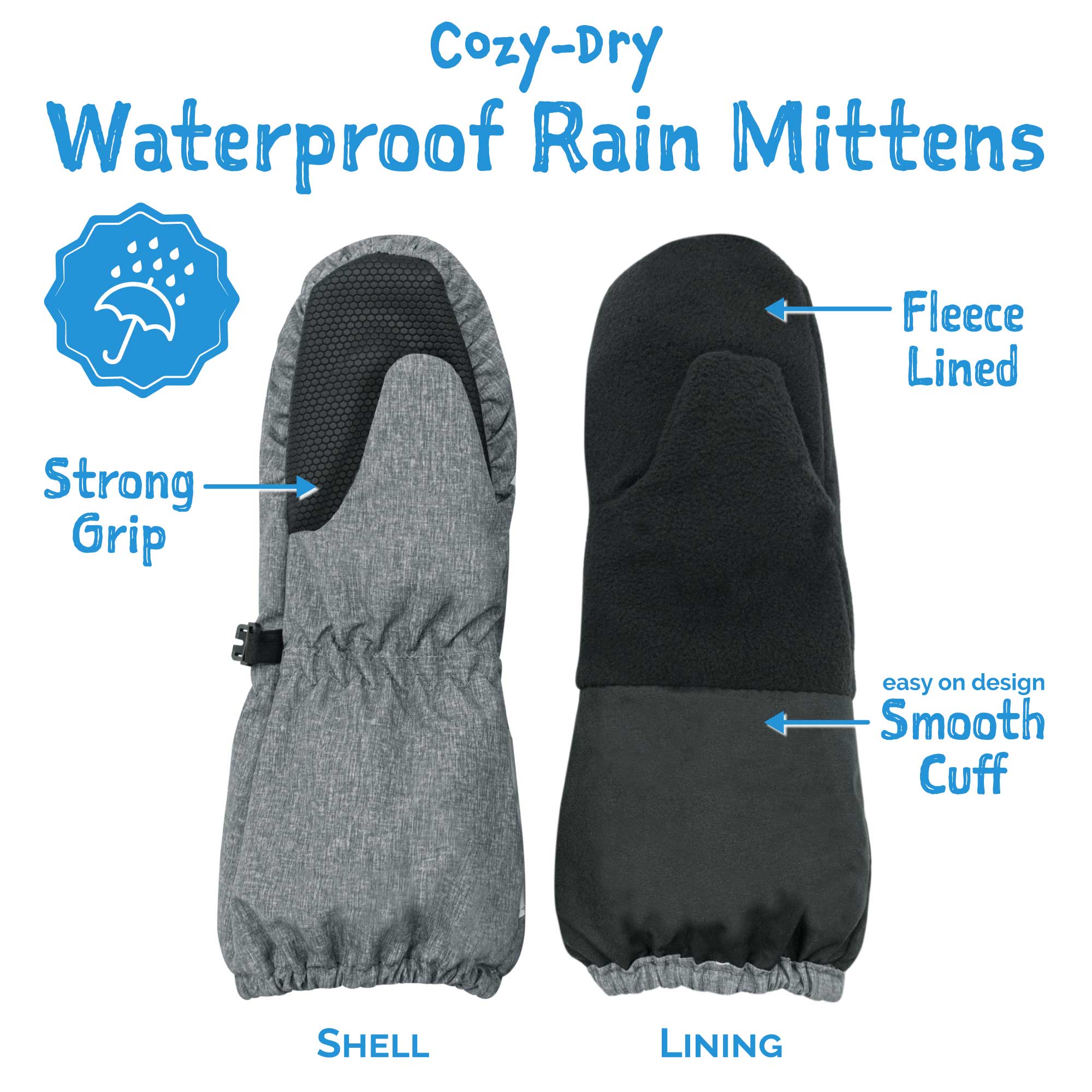 Kids Rain Mittens | Heather Grey for Babies | Jan & Jul